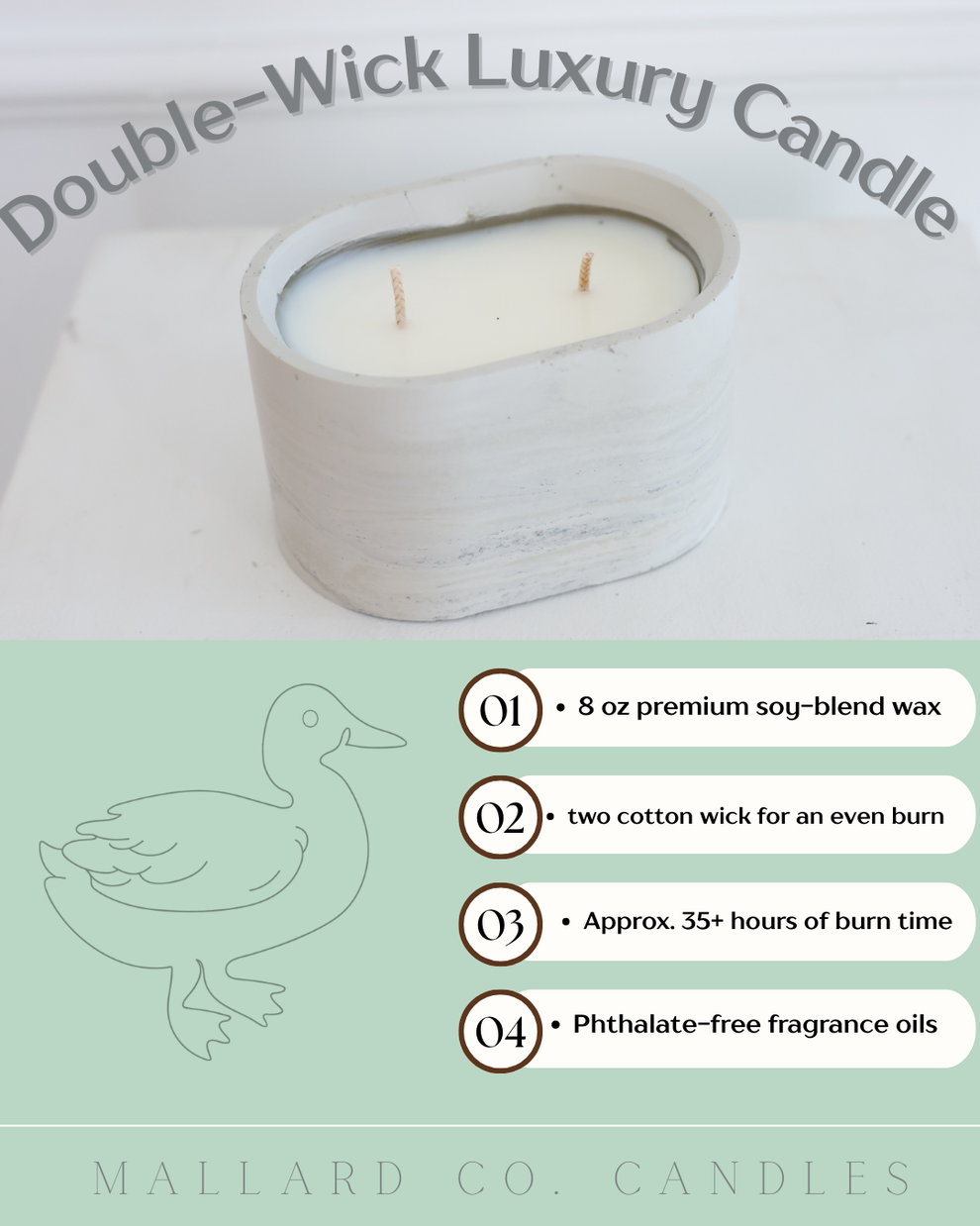 Double-Wick Candle – Handcrafted Candle | Mallard Co. Candles